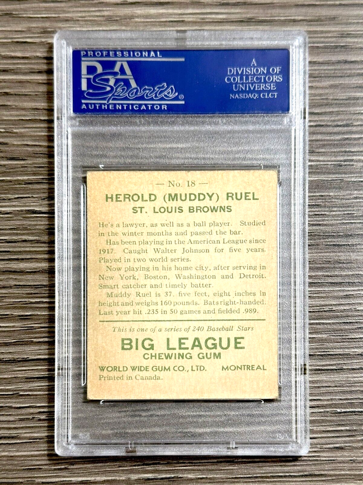 1933 World Wide Gum #18 MUDDY RUEL (Browns) PSA 5 - Canadian Goudey Low ...