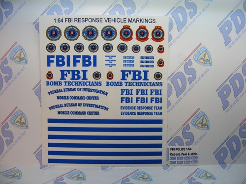 FBI Bomb Tech Mobile Command 1:64 Water Slide Decals For White Vans ...