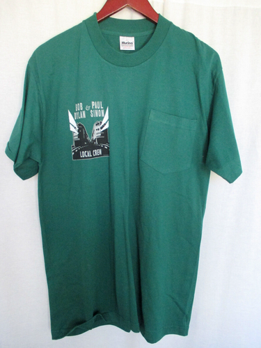 Bob Dylan / Paul Simon 1999 Tour Local Crew T-Shirt Large Green 100% ...