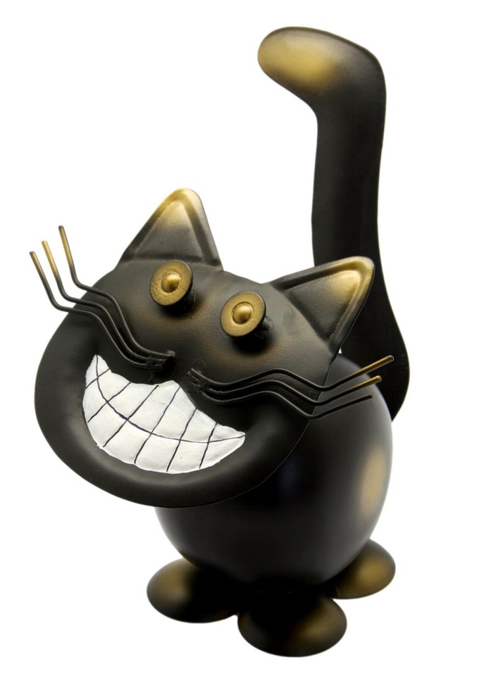 Chester the Cheshire Cat Metal Ornament Garden Figurine Black Bobbin ...