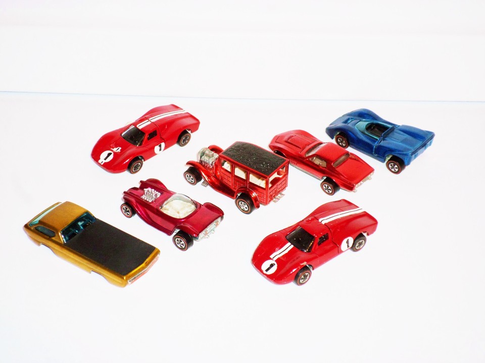 REDLINE HOT WHEELS LOT OF 7 NM+ CARS: RED WOODY, RED US VETTE, RO ...