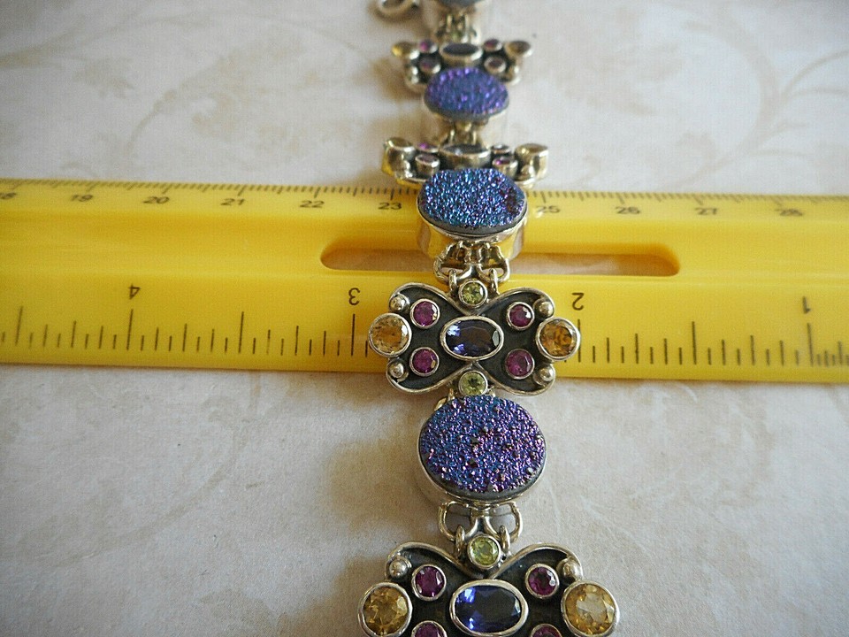 Nicky Butler Sterling Silver Druzy Citrine Amethyst Tourmaline Bracelet ...