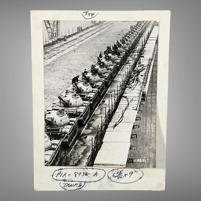 Vintage Mounted Press Photo Of Tanks Parts Unknown 7.5 X 10” Military ...