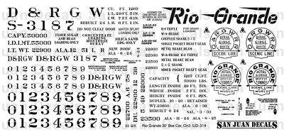 D&RGW 3000 Series 30' BOX CAR Sn3 Model Railroad Water Slide Decal Set ...