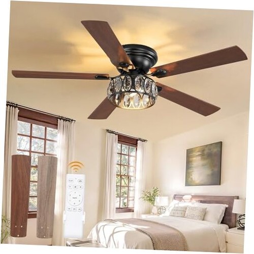 56 Inch Chandelier Ceiling Fans with Lights and Remote, Flush Black ...