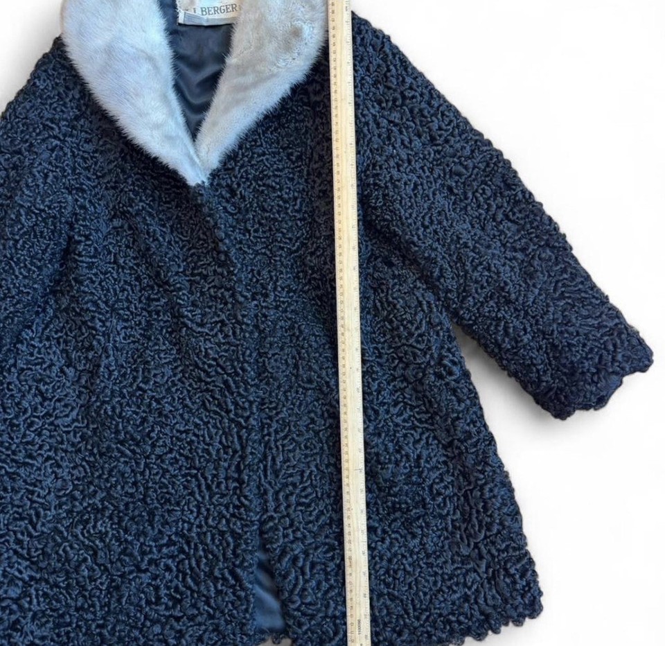 Vintage Persian Lamb Fur Coat Astrakhan Mink Collar Black L L Berger ...