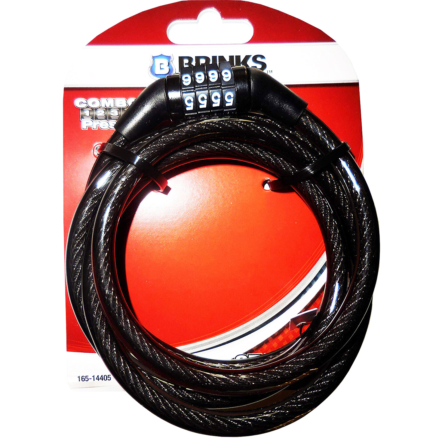 Brink's COMBO 4-DIAL PRESET 5-FT FLEXIBLE STEEL CABLE LOCK 5/16 ...