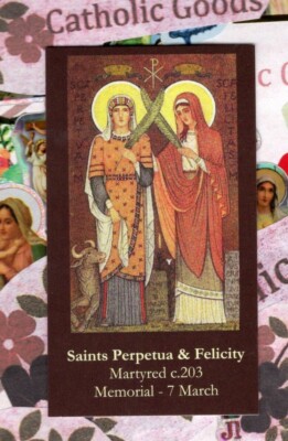 Saints Perpetua & Felicity + Prayer (2" x 3 1/2") Heavy Paperstock Holy ...