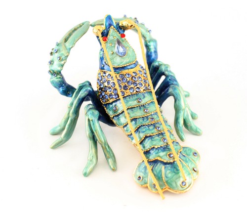 Blue Lobster Jewelry Trinket Box Decorative Collectible Sea Ocean Gift ...