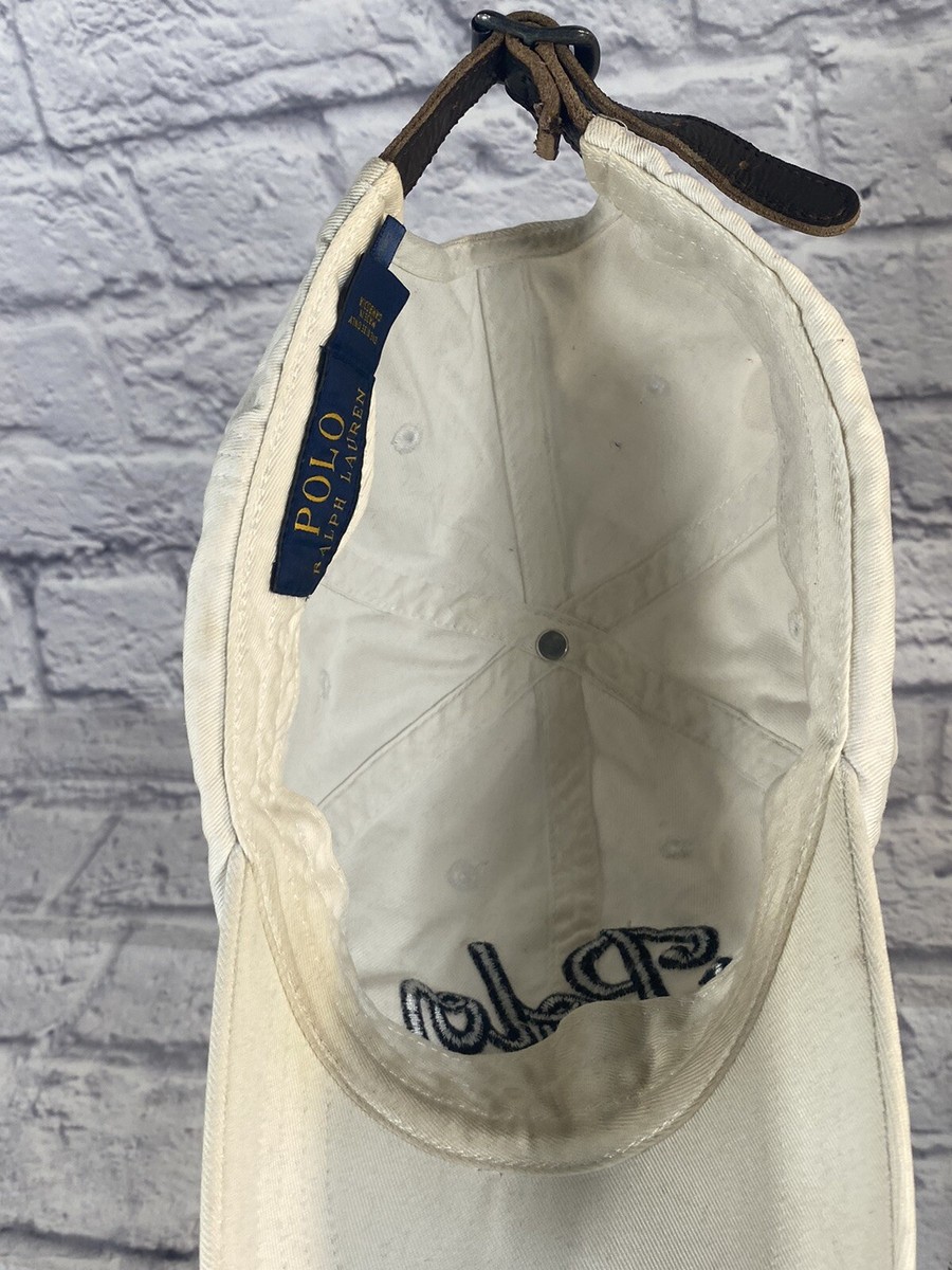 Polo Ralph Lauren RL-67 Hat Adjustable Leather Strap White Polo Ralph Lauren RL-67 Hat Adjustable Leather Strap White