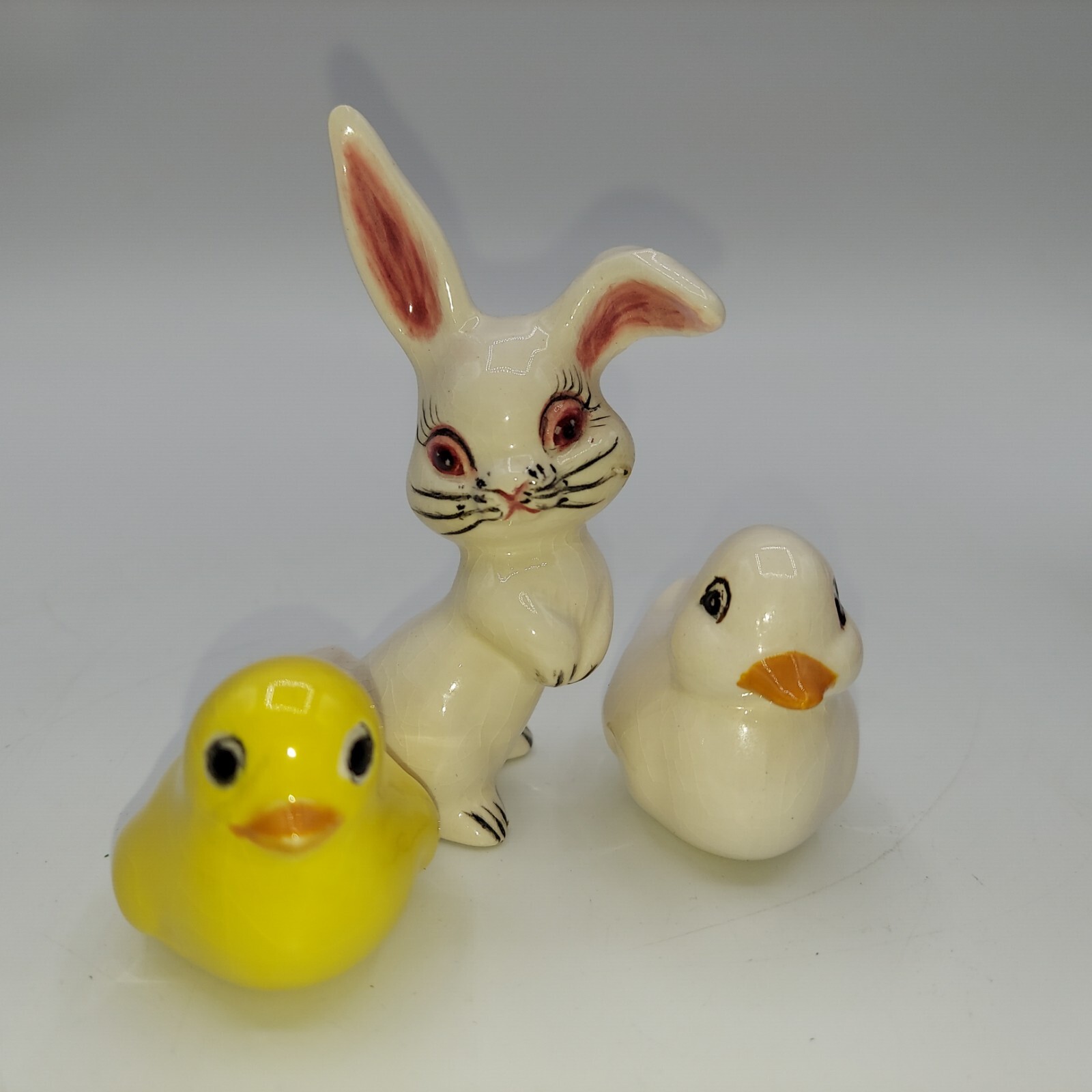 Vintage ceramic Bunny Rabbit Figurines duck Easter hand painted ...