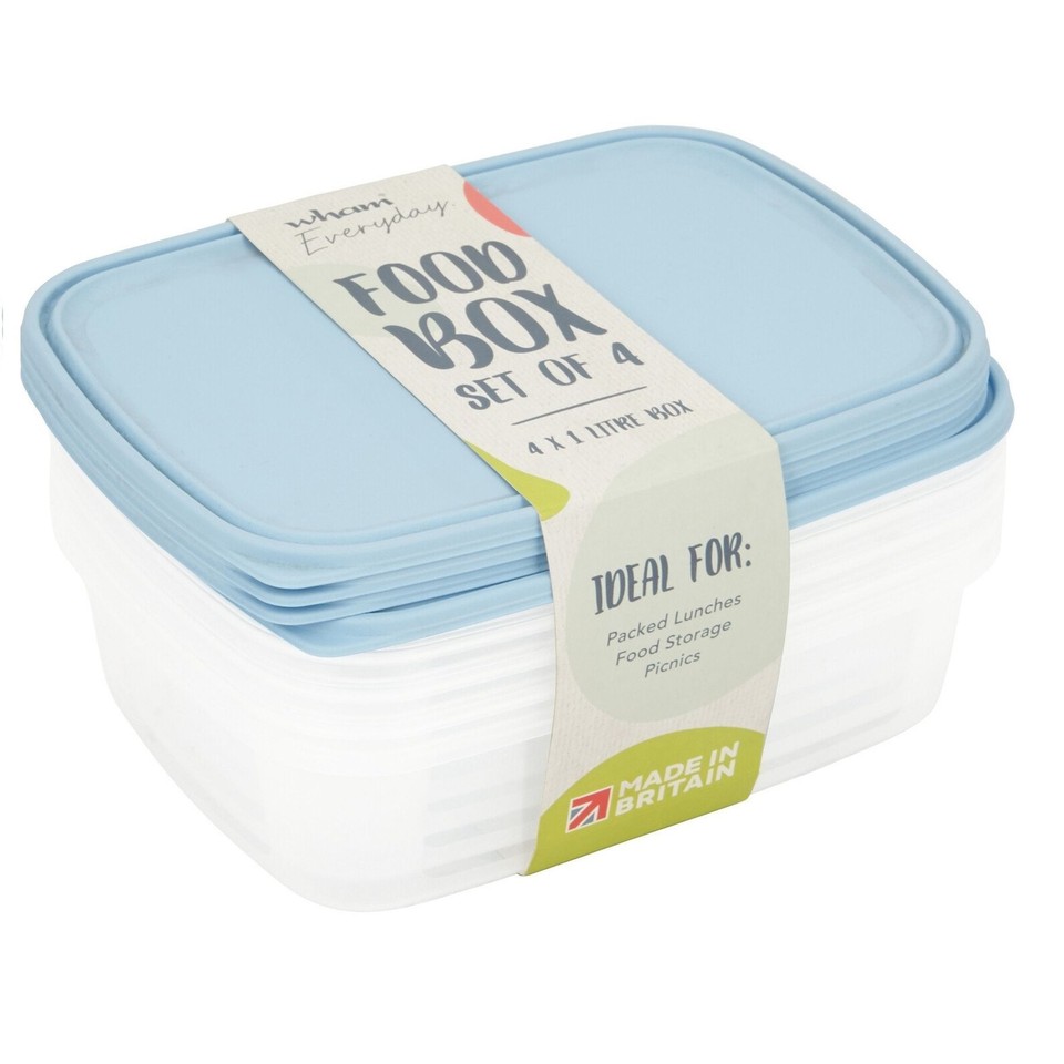 Wham Food Storage Container Lunch Box Plastic Kitchen Tub With Lid 1L ...