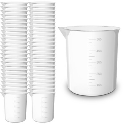 Full Case (50) RE-GEN 500ml Plastic Graduated Measuring Container Pots ...