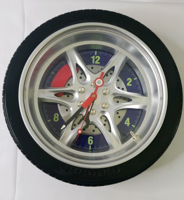 Tire Rim Gear Clock Mechanic Automotive Wheel Rubber Man Cave Garage 13 ...