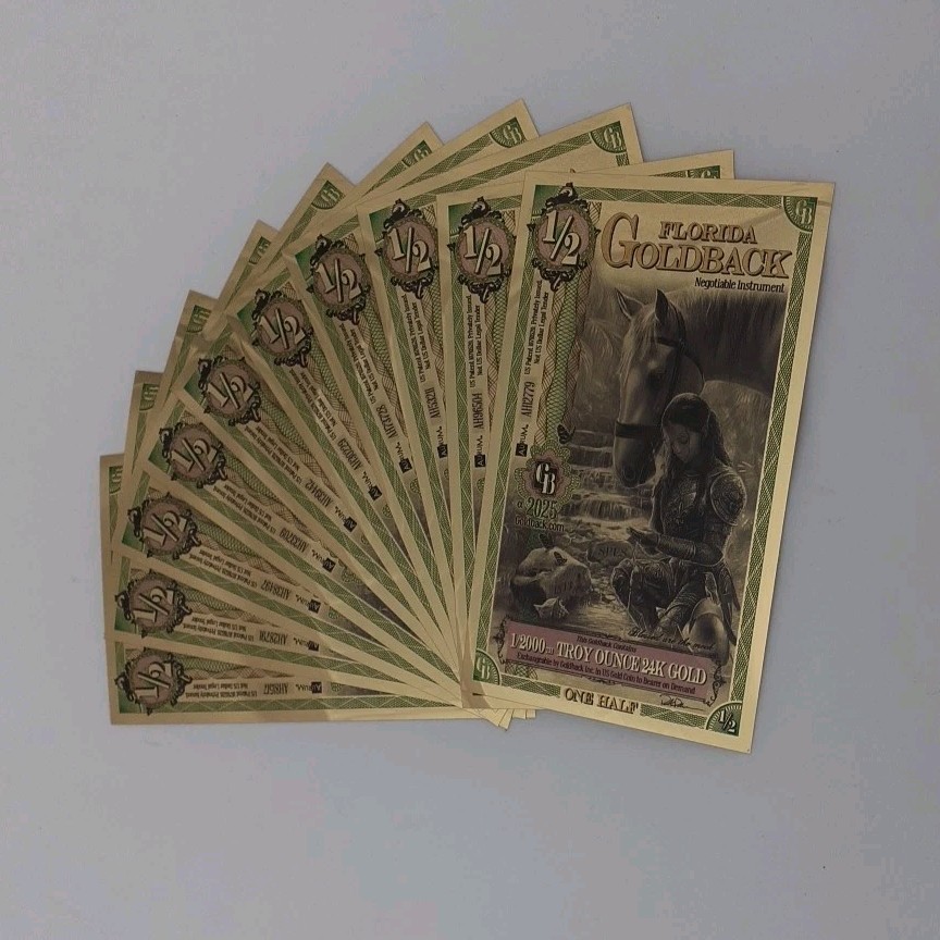 Alfa - Lot of ten 1/2 Florida Goldback foil notes with 1/2000 oz Gold ...