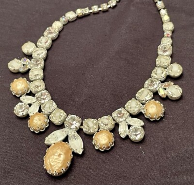 Estate signed Regency Jewels NECKLACE White Givre Crystal Faux Baroque ...