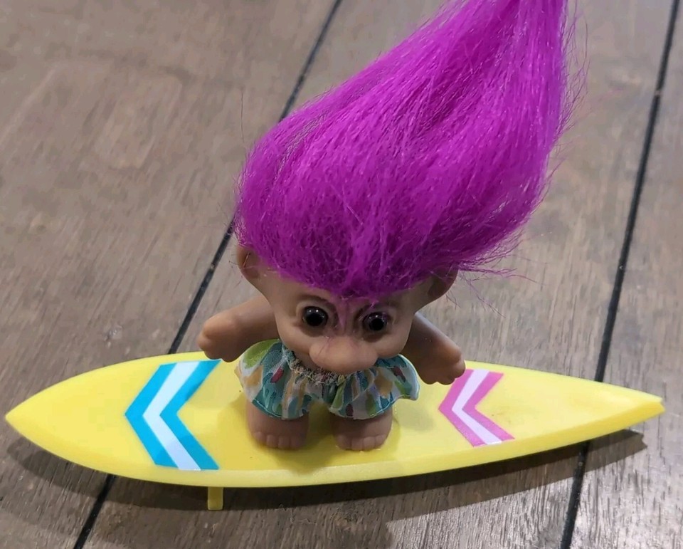 Vintage 1990s Russ 3" Troll Surfer Surf Board Action Figure Purple Hair ...