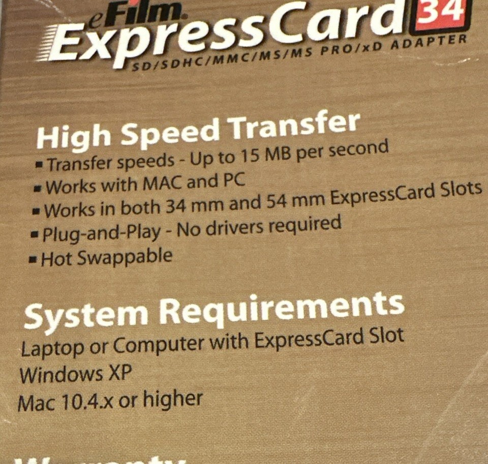 efilm 34mm + 54mm Slot Express Card Adapter for SD SDHC MMC MS MSPRO xD ...