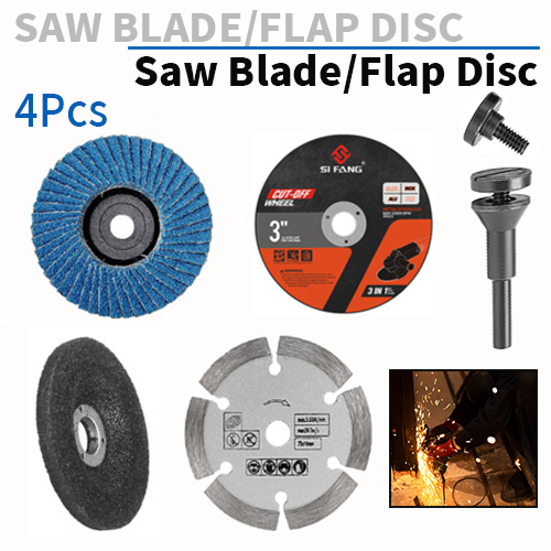 4Pc 3 Inch Circular Saw Blade Flap Disc With Mandrel Kit For Metal ...