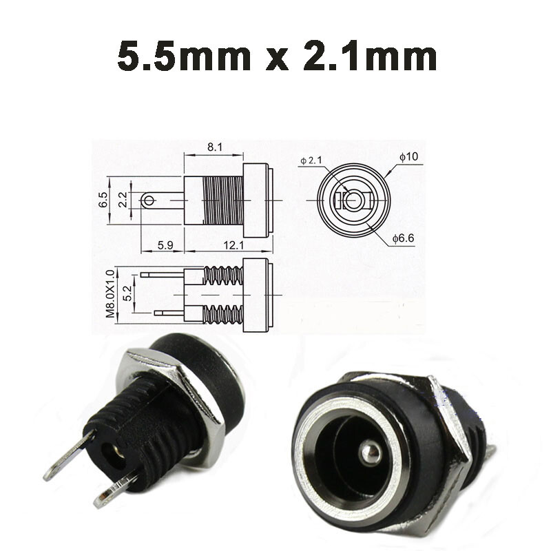 12V DC Power Barrel Jack Socket PCB Mount Female Connector For Laptop 2 ...