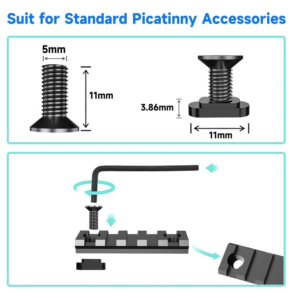 24 PCS Mlok Screws and Nuts Replacement Sets, M-Lok Rail Mount Screws ...