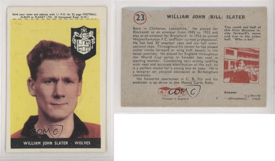 1958-59 A&BC Footballers Bill Slater #23 7ut | eBay