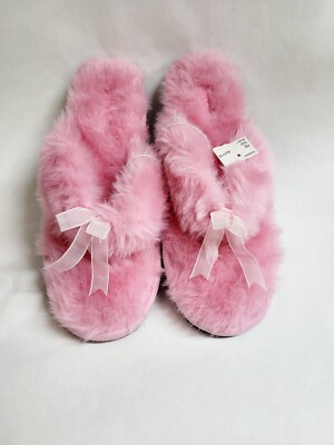 Joe Boxer Womens Slippers, Pink Plush fuzzy, Thong, sz XL (11/12), NWT ...