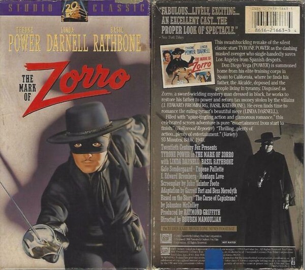 The Mark of Zorro (VHS, 1993) for sale online | eBay