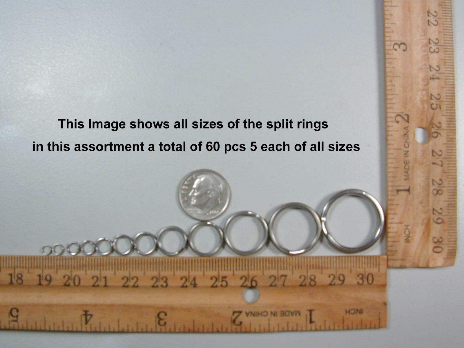 Stainless Steel Split ring assortment 60 pcs 12 sizes small to big ...
