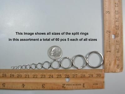 Stainless Steel Split ring assortment 60 pcs 12 sizes small to big ...