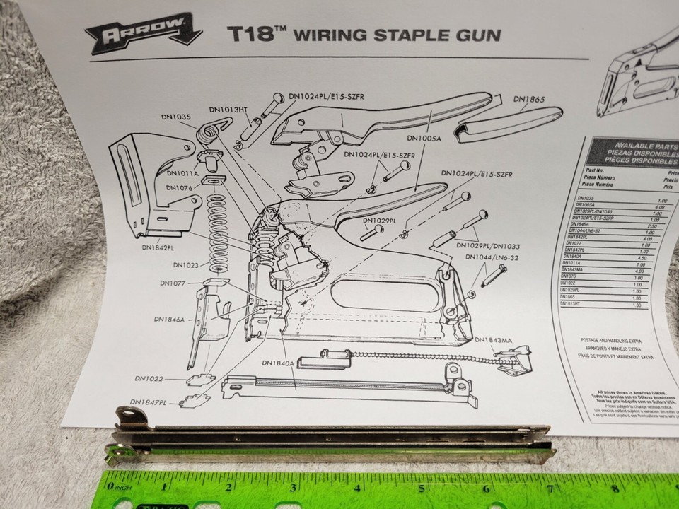 ARROW T18 Wiring Staple Gun Parts -Channel / Pusher Assy. You Choose By ...