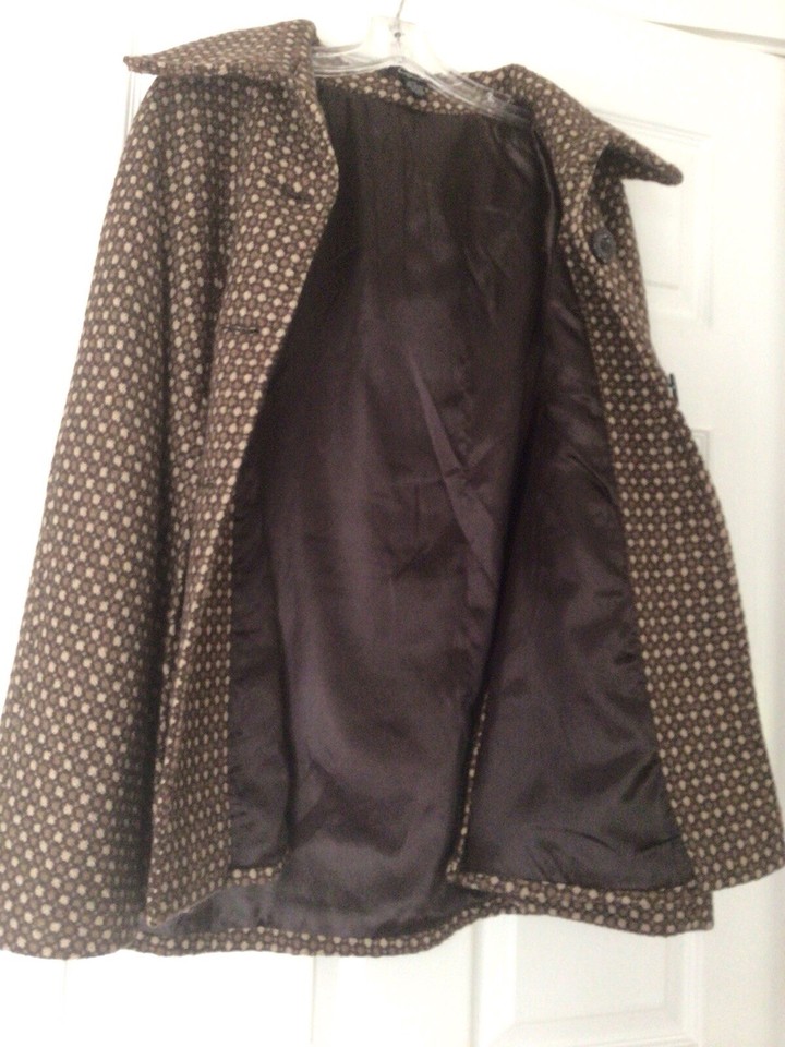BROWN/TAN CAPE JACKET BY CEJON WOOL/POLY LDS S/M NEW NEVER WORN CLASSY ...