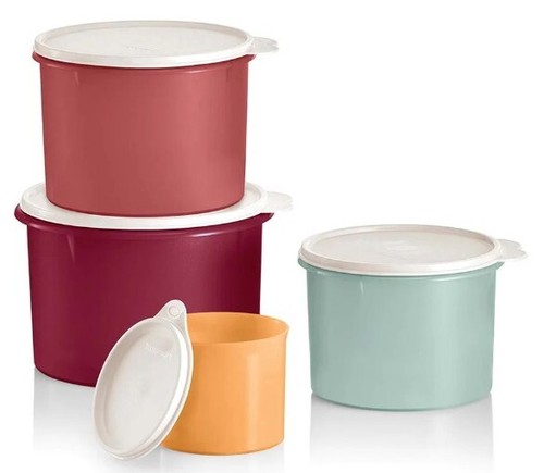 Tupperware Stacking Canisters With Seal Lids Multicolor Set of 4 NEW | eBay