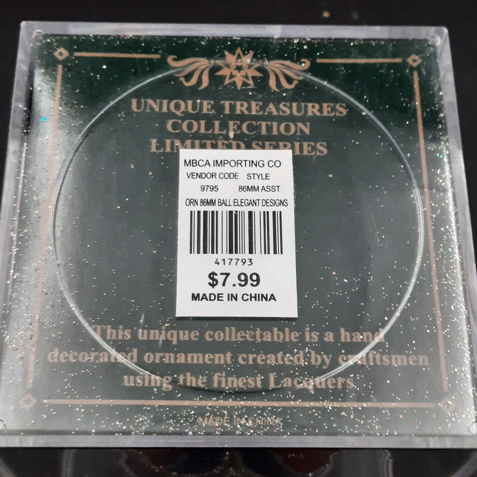 Unique Treasures Glass Ornament W/ Gold & Glitter Detail In Display Box ...