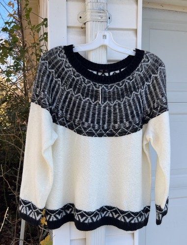 NWT Talbots Beautiful Cream Black Fair Isle Long Sleeve Sweater 3X 22W ...