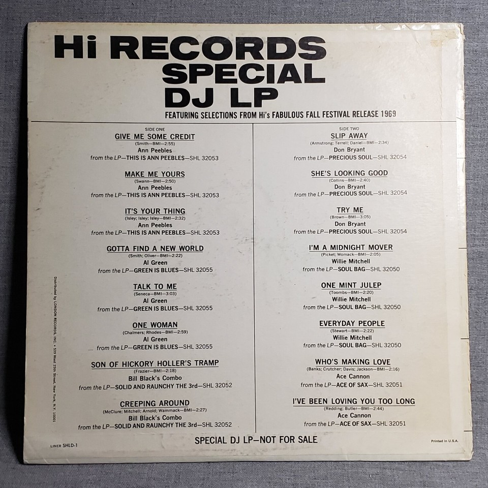 Hi Records Special DJ LP Selections From HI Fall Festival 1969 Promo | eBay