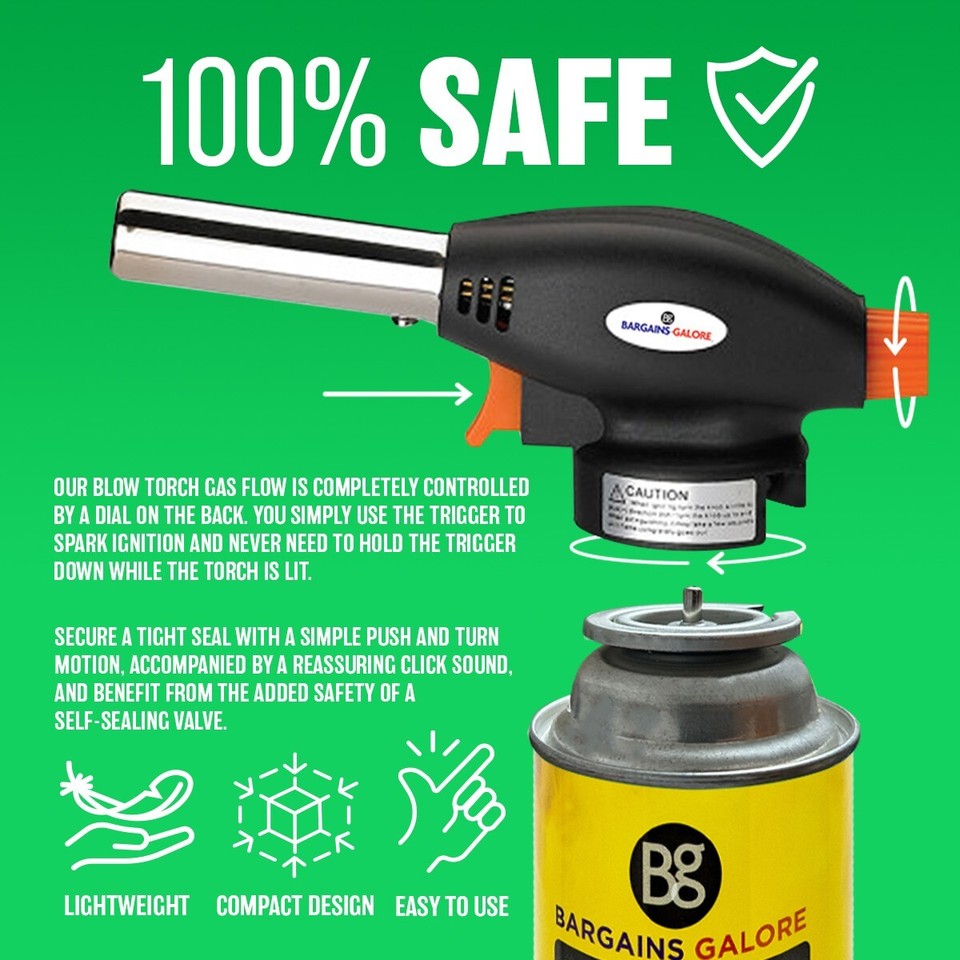 NEW MULTI-PURPOSE BLOW TORCH GAS BURNER HEAD BUTANE BBQ IGNITION HOME ...
