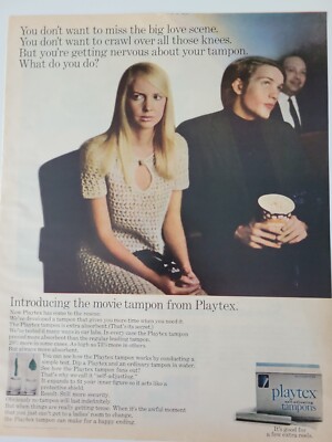 1969 Playtex the movie theatre tampon vintage feminine hygiene ad | eBay