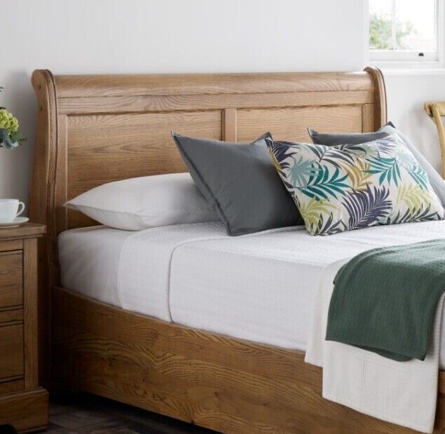 French Farm House Oak Wooden Sleigh Bed -Double/King/Superking by ...
