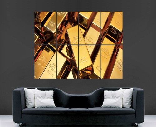 SOLID GOLD BARS BULLION POSTER MONEY LARGE WALL ART POSTER PICTURE BIG ...