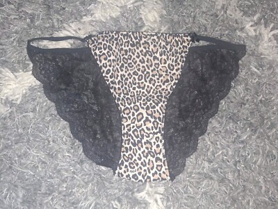NeW Vs Pink Vintage Lace Bk String Bikini Panty Medium Leopard Logo | eBay
