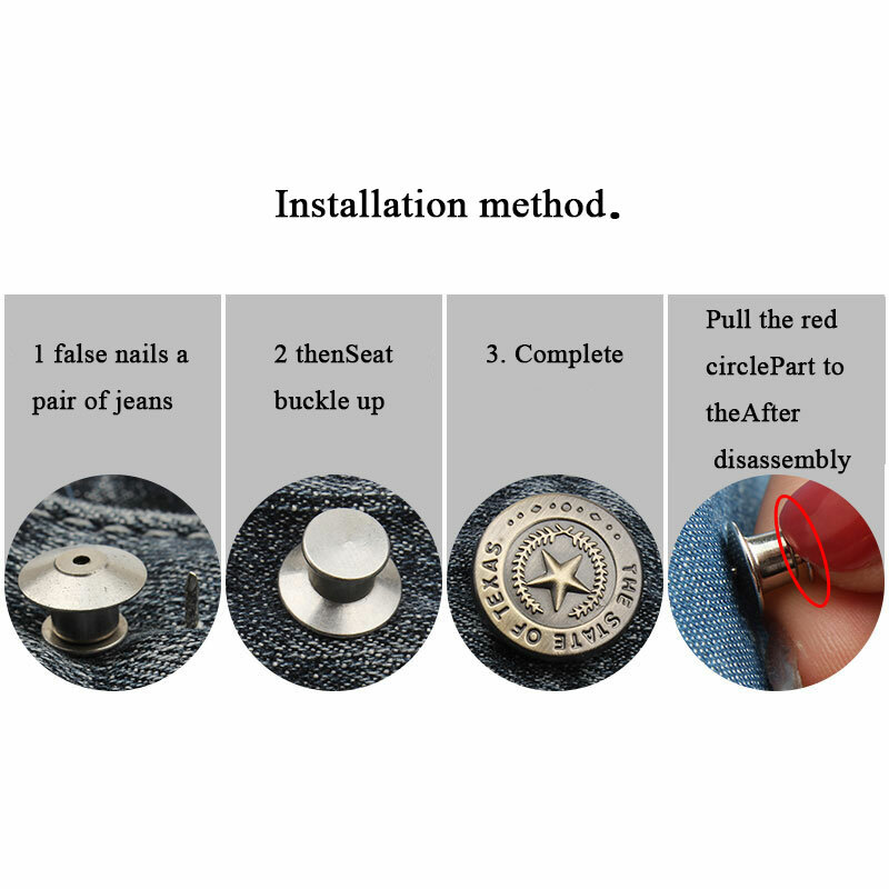 Retractable Jean Button Pins for Jeans Adjustable No Sew Instant Pants ...