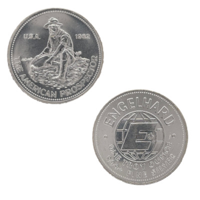 1982 Engelhard American Prospector - 1 oz .999 Fine Silver Round | eBay