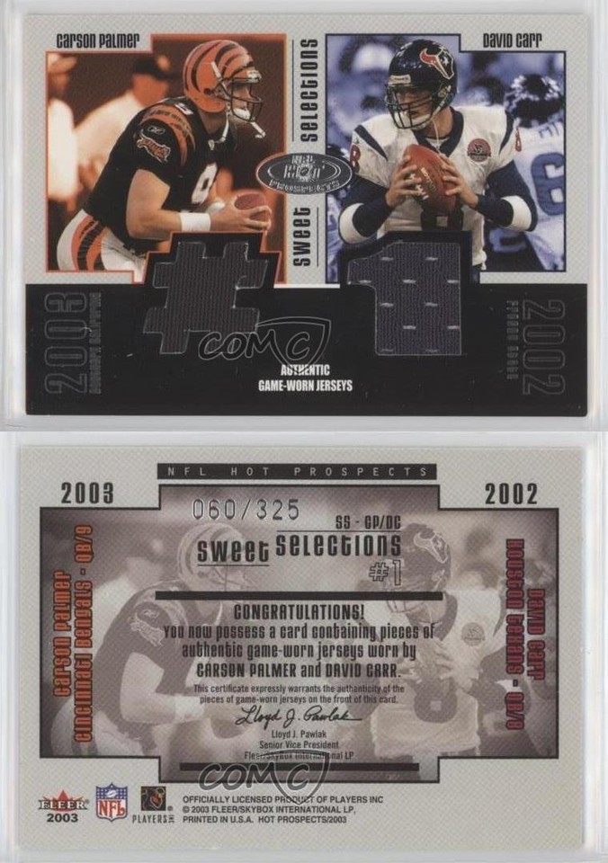 2003 Fleer Hot Prospects Sweet Selections Jerseys David Carr Carson ...