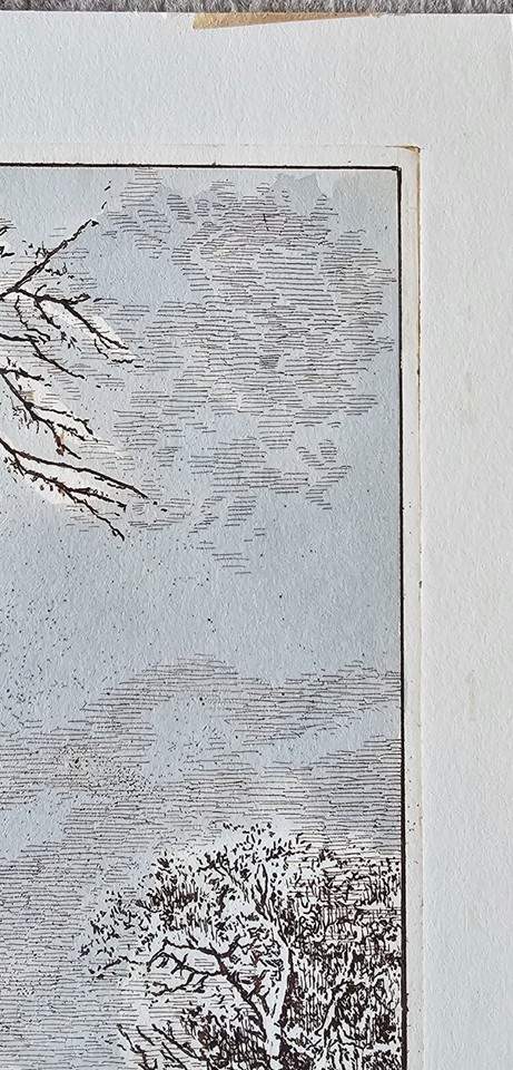 Original Hand Signed Hand Colored Etching Landscape Snowy Forest Path ...