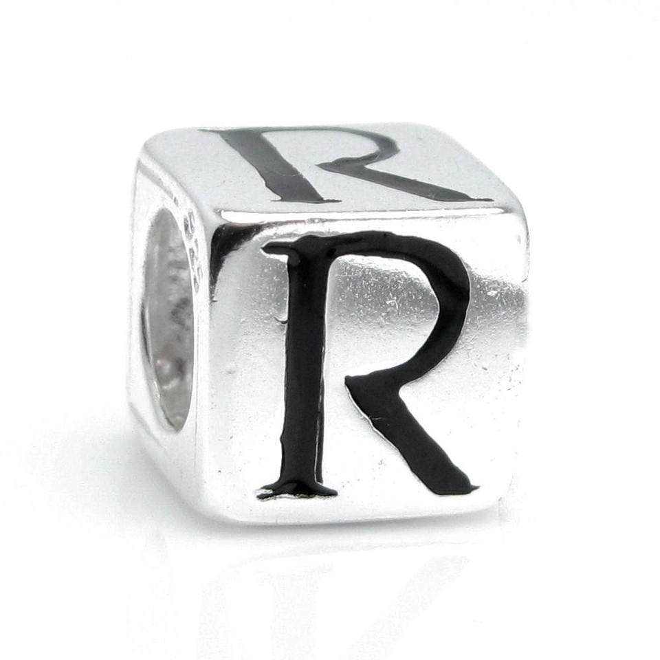 Sterling Silver Letter Alphabet Initial Cube Bead for European Charm ...