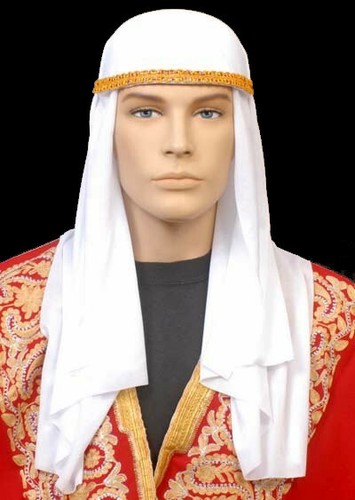 Sheik White Headdress Arab Hat Arabian Middle East Headpiece Costume ...
