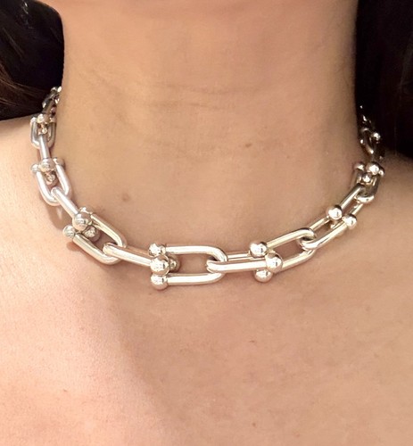 Tiffany & Co Silver Graduated Hardwear Link Necklace *CHOKER 15.5” 97 ...