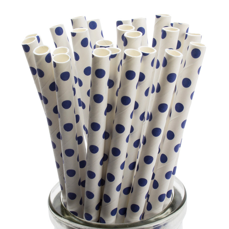 X25 Striped Paper Drinking Straws Retro Vintage Cake Pop Lollipop