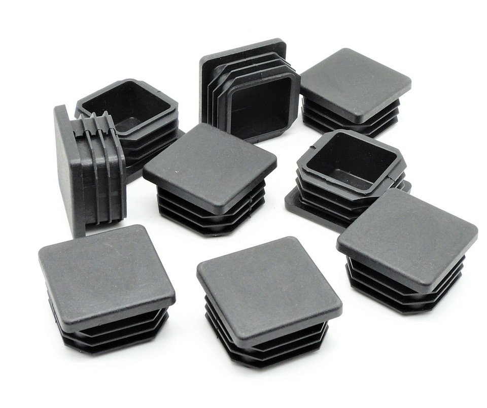 1 1/4" Black Square Tubing Plugs Glides Square Tube Caps USA 12 Plug ...